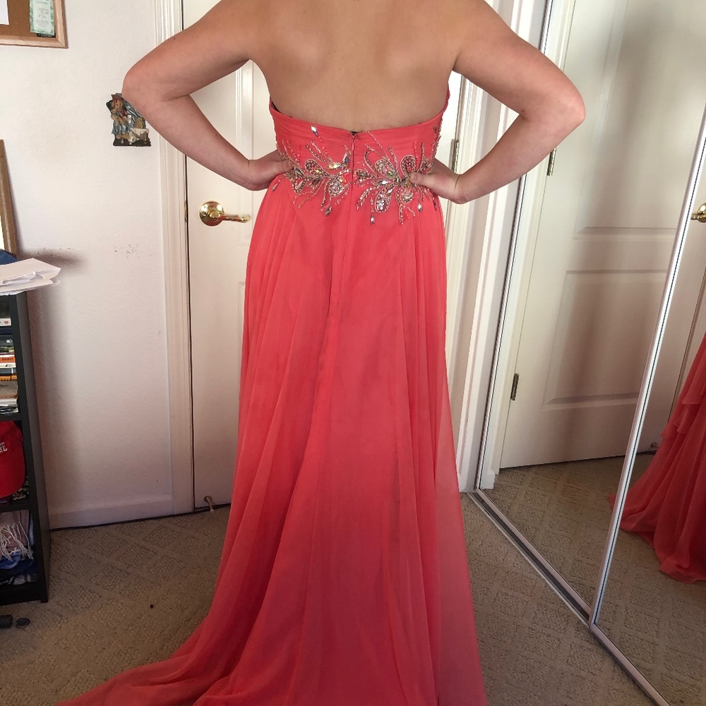 Strapless Coral Prom Dress - Gem